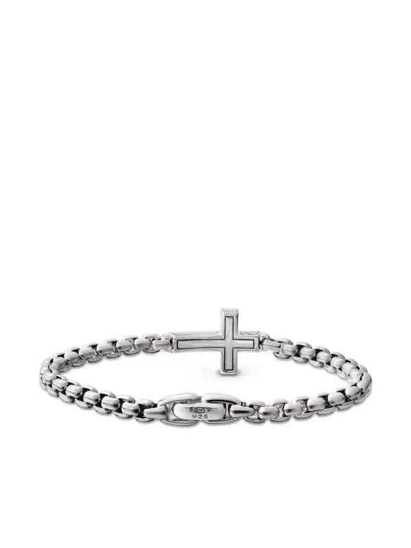 David Yurman Sterling Diamond Cross Charm Bracelet