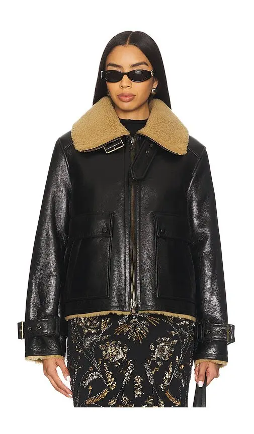 Veronica Beard Danika Shearling Jacket - Shiny Black