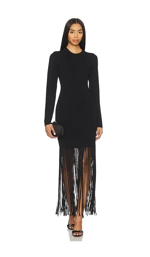 NICHOLAS Fiorella Long Sleeve Fringe Dress
