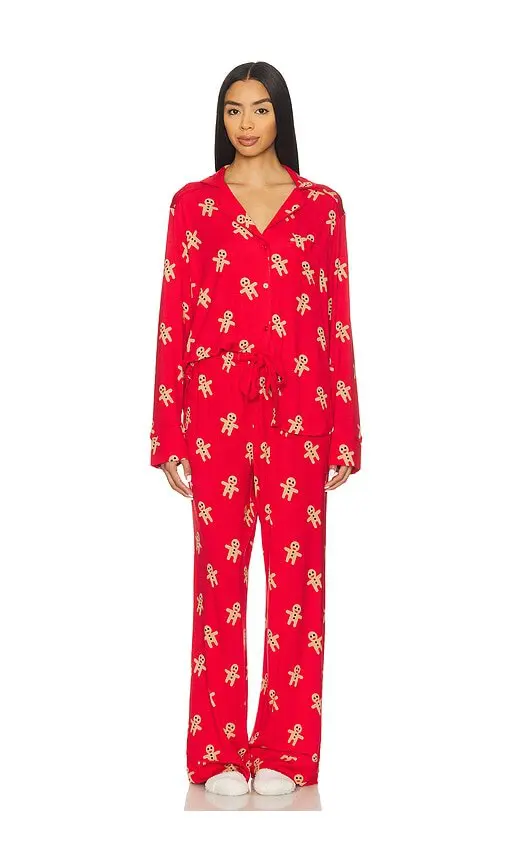 Beach Riot Livy & Connie Pajama Set In Red - Gingerbread