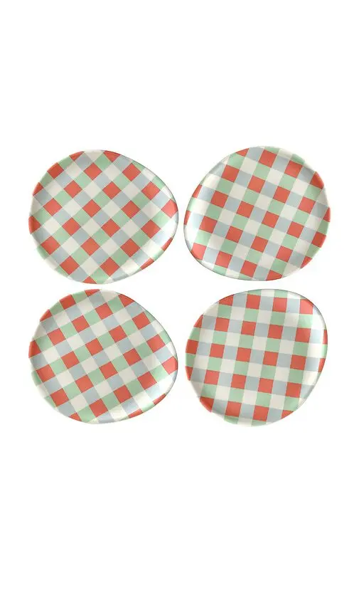 XENIA TALER Coasters Set Of 4 In Pink - Coaster Gingham