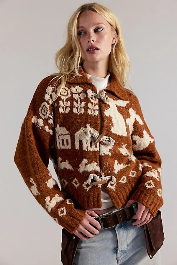 Free People Home Sweet Home Cardigan - Brown Topaz Combo