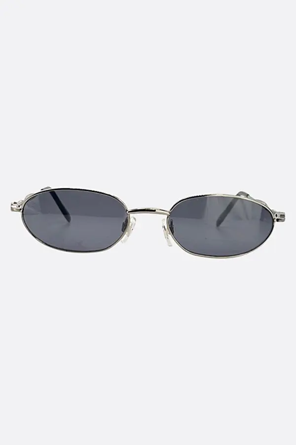 GIANT VINTAGE SUNGLASSES Cindy Metal Oval Sunglasses - Gunmetal Super Dark