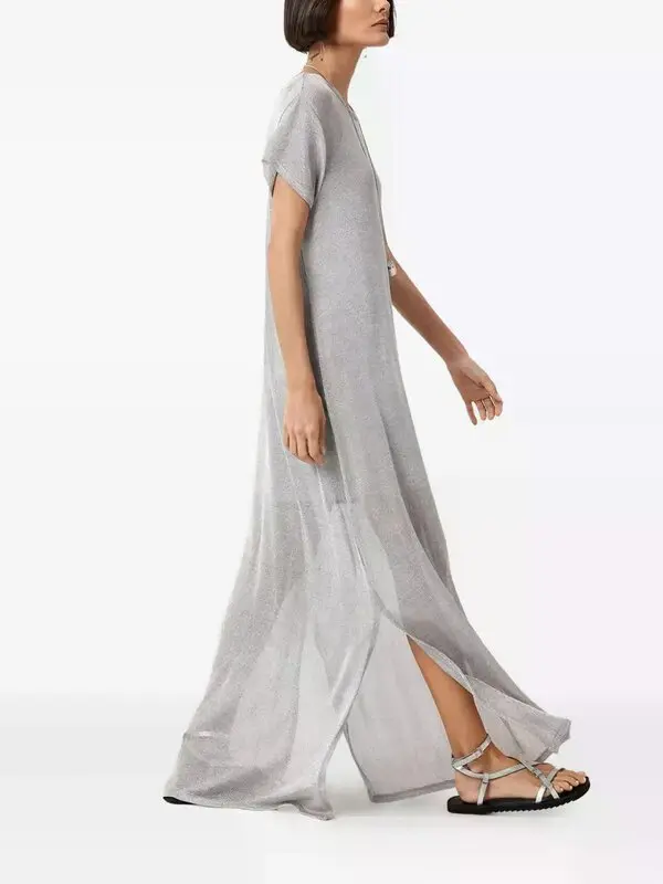 grey slit dress Duntery Strapless Pleated Sheath Gown With Slit, Dusty-Sage