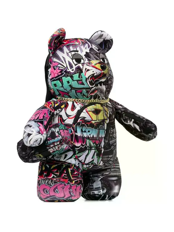 SPRAYGROUND Graffiti-print Bear-shape Backpack