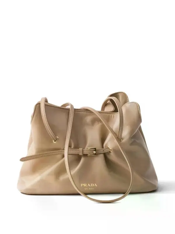 Prada Small Dada Leather Shoulder Bag - Neutrals