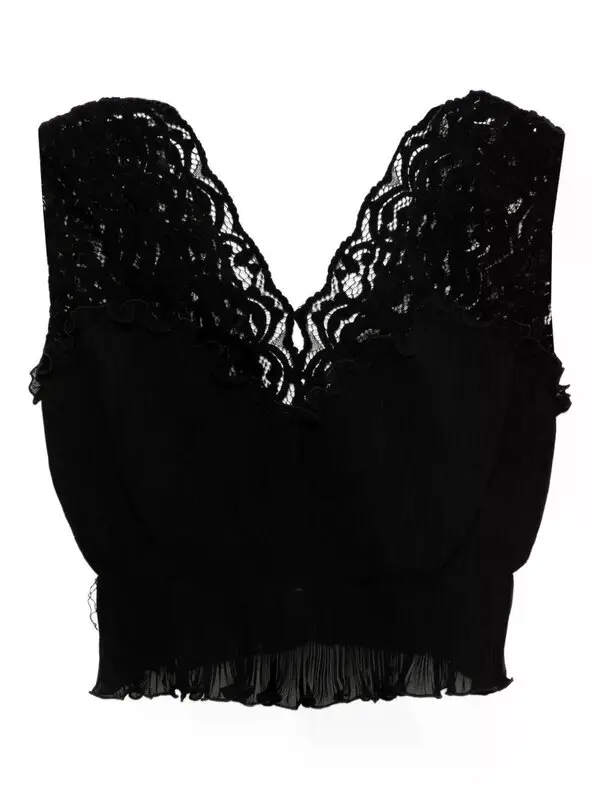 SAIID KOBEISY Pleated Lace Top