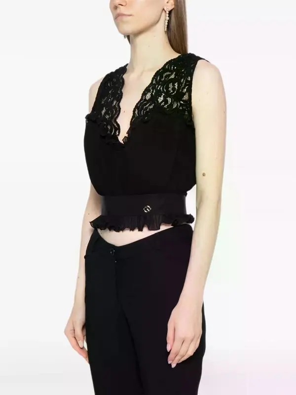 SAIID KOBEISY Pleated Lace Top