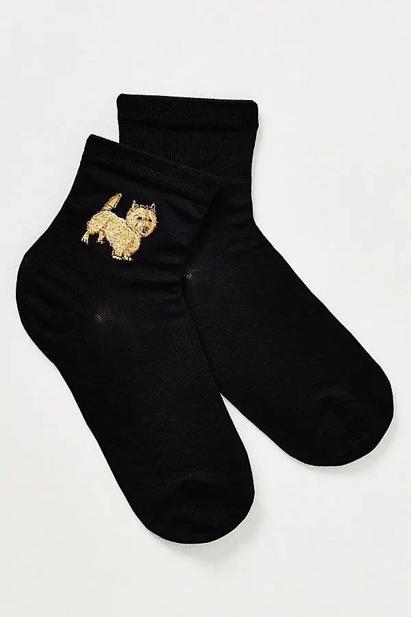 Maria La Rosa Dog Icon Silk Blend Socks - Black