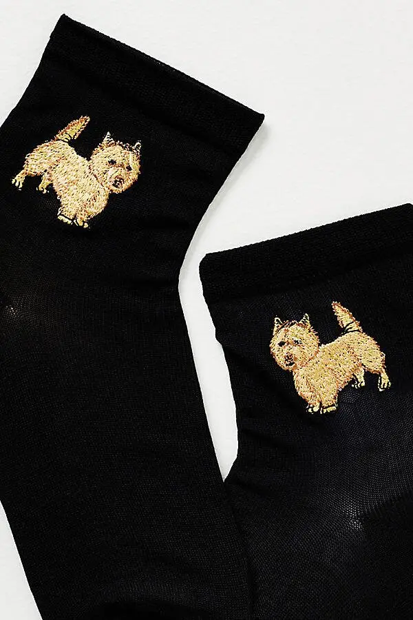 Maria La Rosa Dog Icon Silk Blend Socks - Black