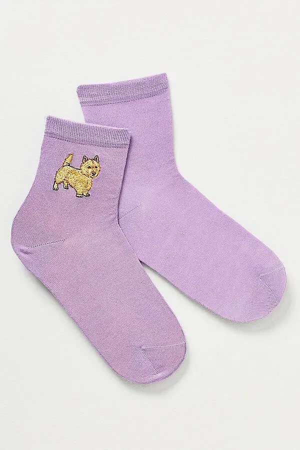 Maria La Rosa Dog Icon Silk Blend Socks - Purple