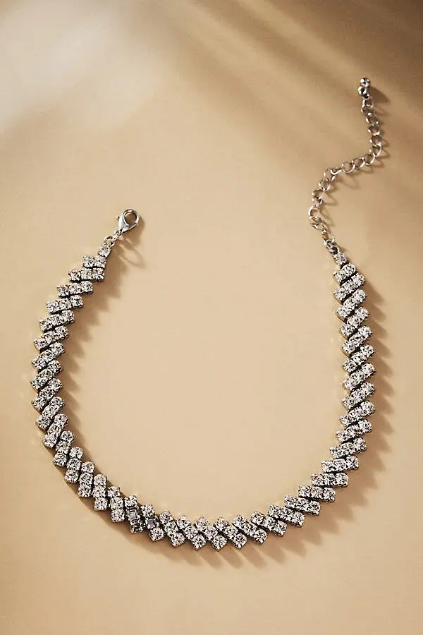 Shashi Crystal Tennis Necklace - Silver