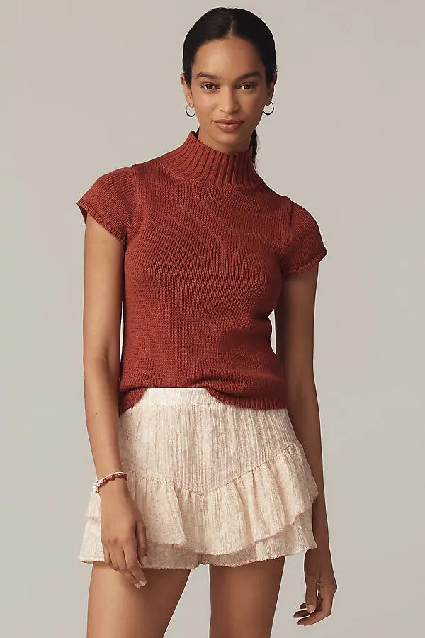Maeve Cotton Mock-neck Sweater Tee