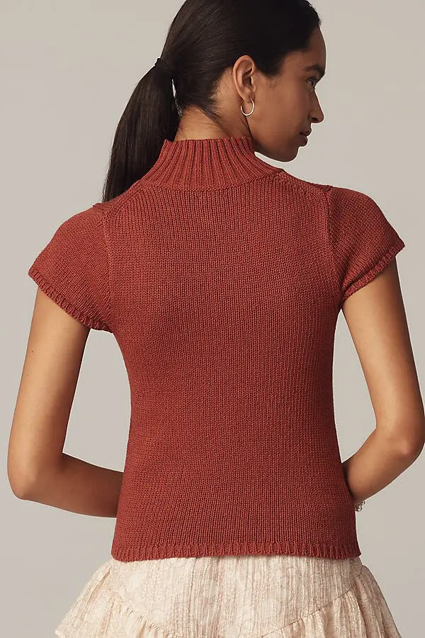 Maeve Cotton Mock-neck Sweater Tee