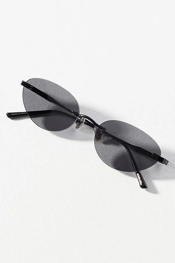 ELISA JOHNSON Oval Metal Sunglasses - Black
