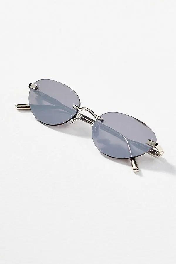 ELISA JOHNSON Oval Metal Sunglasses - Silver