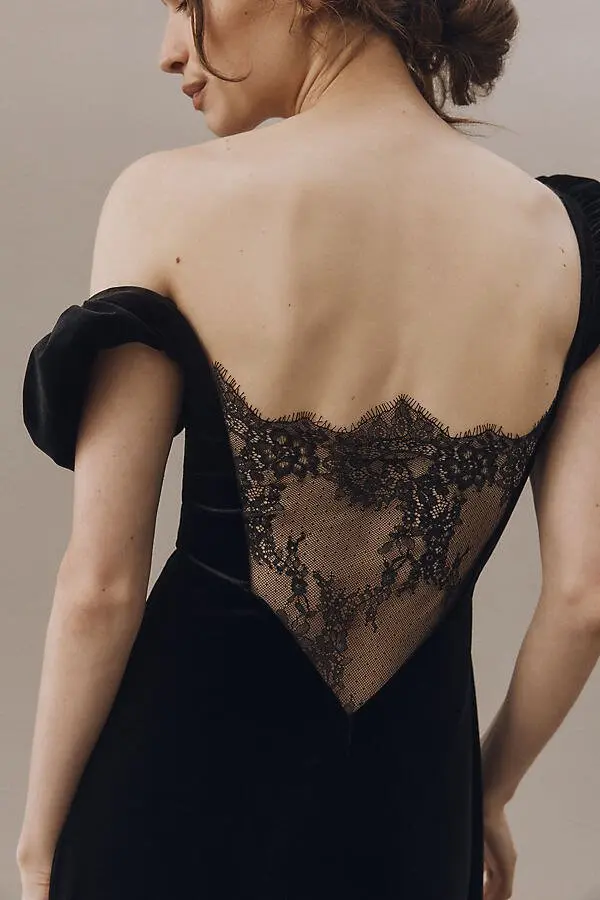 Bhldn Sweetheart Puff-Sleeve Lace-Back Maxi Dress In Black - 30% Off |  Editorialist