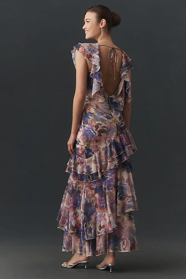 Bhldn Gaia Asymmetric Ruffled Maxi Dress