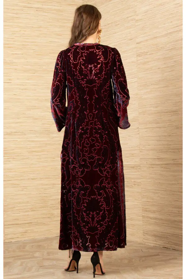Hale Bob Emberlynn Velvet Maxi Dress - Burgundy / Purple