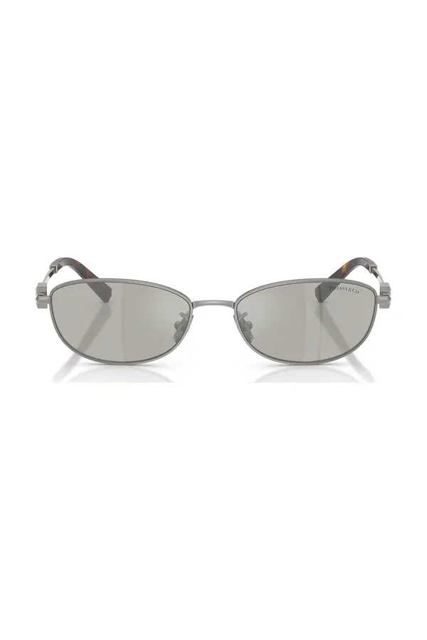 TIFFANY SUNGLASS HUT Oval Sunglasses With Silver Mirrored Lenses - Grey
