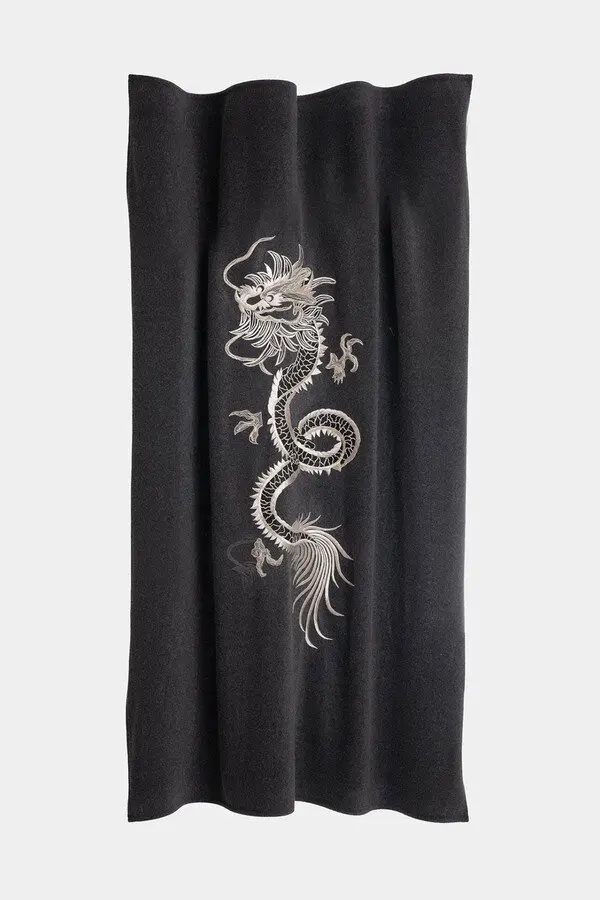 Natori Kham Embroidered Dragon Throw Blanket - Red