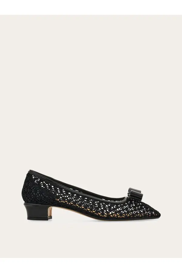 FERRAGAMO Vara Bow Macramé Lace Pumps
