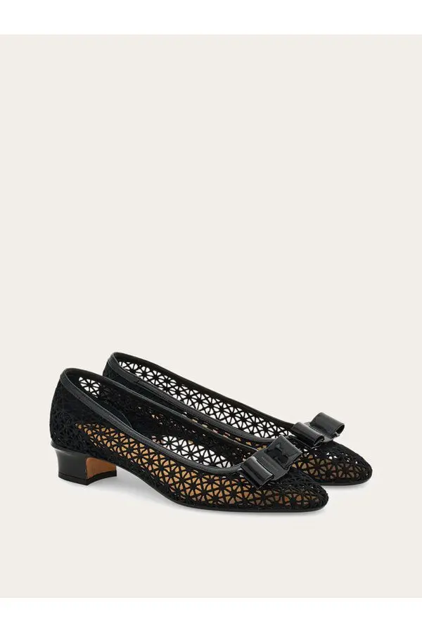 FERRAGAMO Vara Bow Macramé Lace Pumps