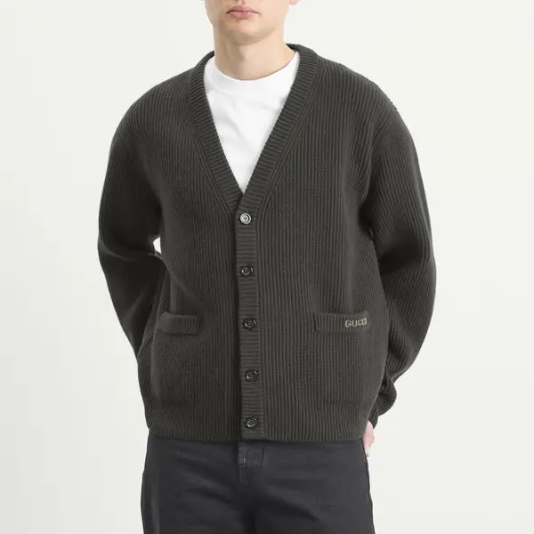 Gucci Ribbed Wool Cardigan