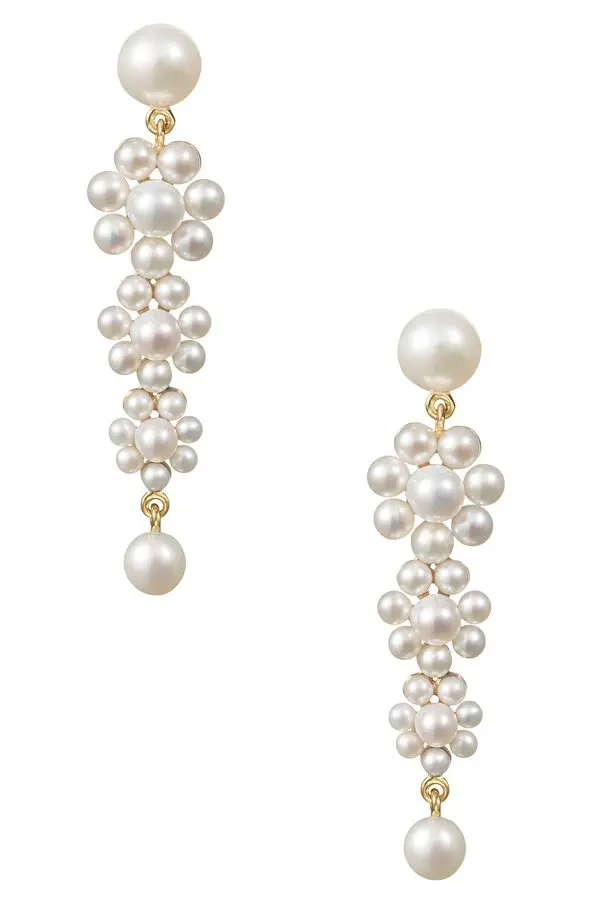 Sophie Bille Brahe Petite Margurite Fleur Earrings - 14k Recycled Yellow Gold & Freshwater Pe