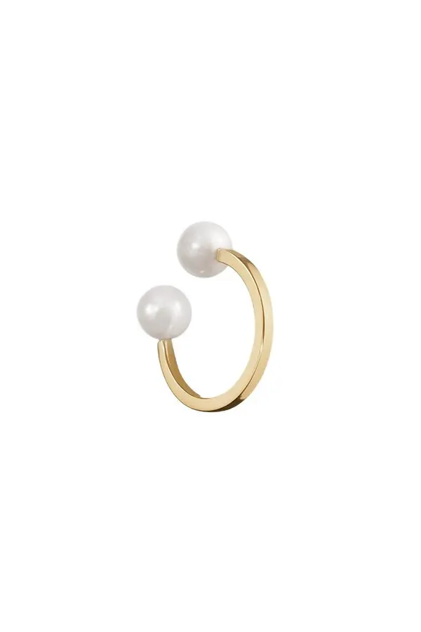 Sophie Bille Brahe Emma Deux Earcuff - 14k Recycled Yellow Gold & Freshwater Pe
