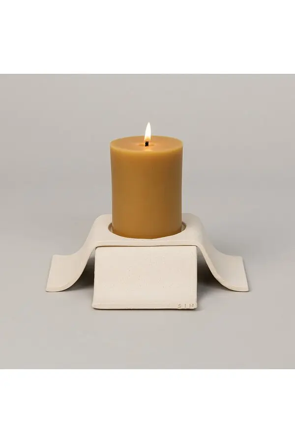 SIN Noor Pillar Tall Candle Holder In Cream