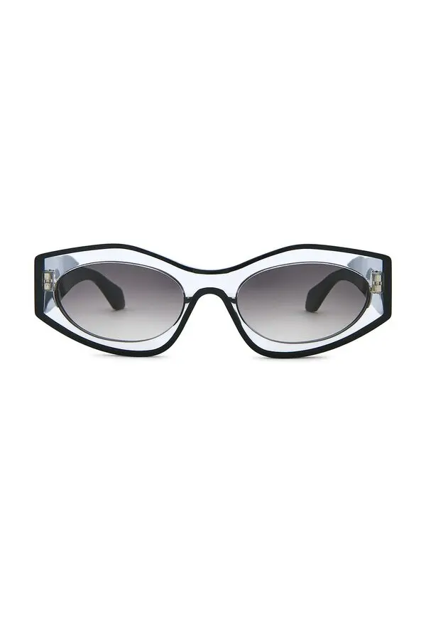 Alaïa Oval Sunglasses - Crystal, Black, & Grey