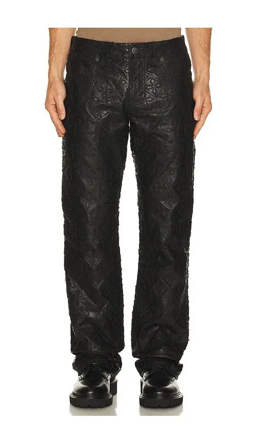 AFFLICTION Quilted Cross Leather Pant - Black