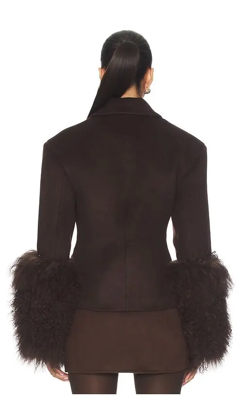 OW Frances Wool Blazer With Detachable Fur Sleeves