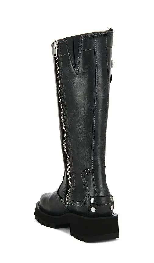 GANNI Knee High Studded Boots With Zip Closure