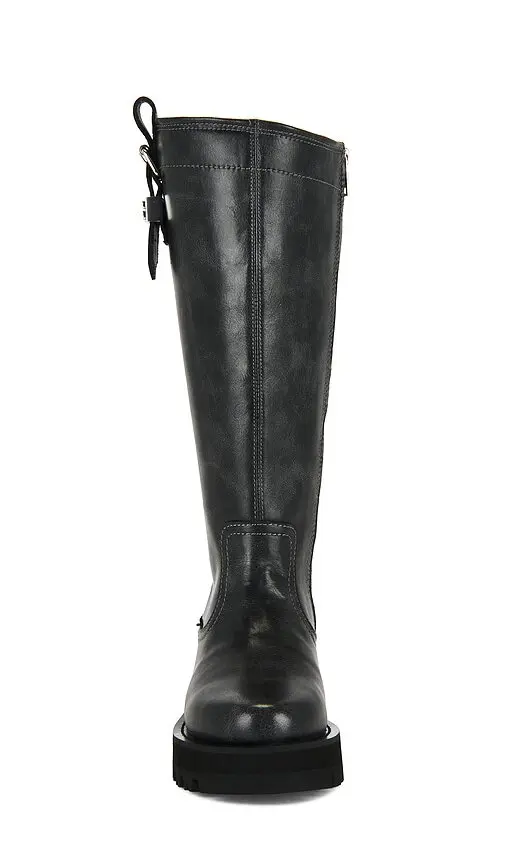GANNI Knee High Studded Boots With Zip Closure