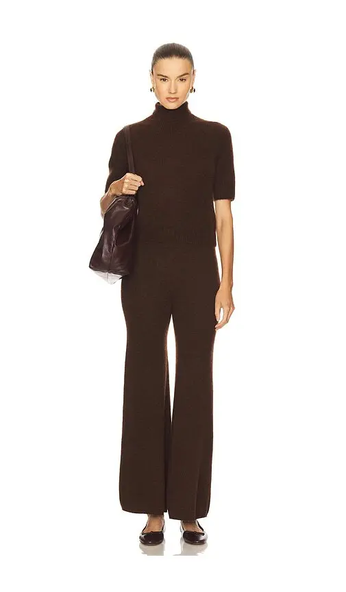 W. CASHMERE Tansy Short Sleeve Pullover - Chocolate