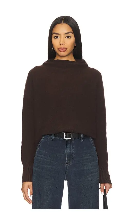 Vince Boiled Funnel Neck Pullover - Brown