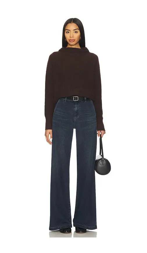 Vince Boiled Funnel Neck Pullover - Brown