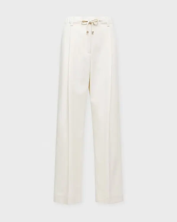 Moncler Wool Gabardine Tailored Trousers - Cream