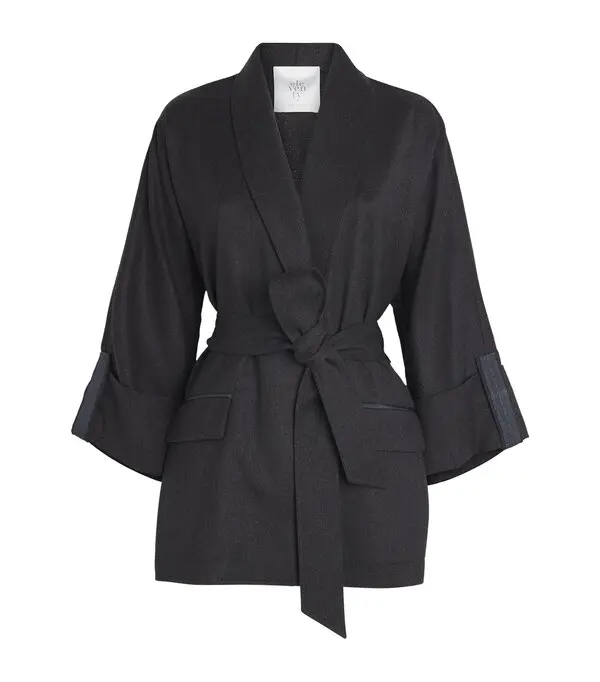 Eleventy Wool-blend Belted Kimono Jacket