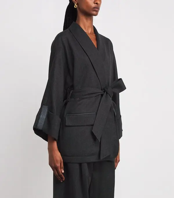 Eleventy Wool-blend Belted Kimono Jacket