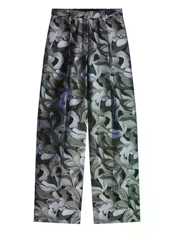 Dries Van Noten Floral Print Tailored Pants - Black