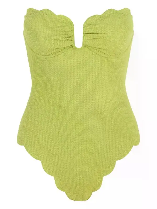 Marysia Lisbon Scalloped-hem Swimsuit - Green