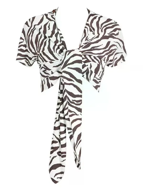 Max Mara Favore Zebra-pattern Top - White