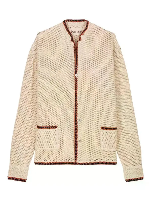 BAZISZT Side-pockets Contrasting-trim Cardigan