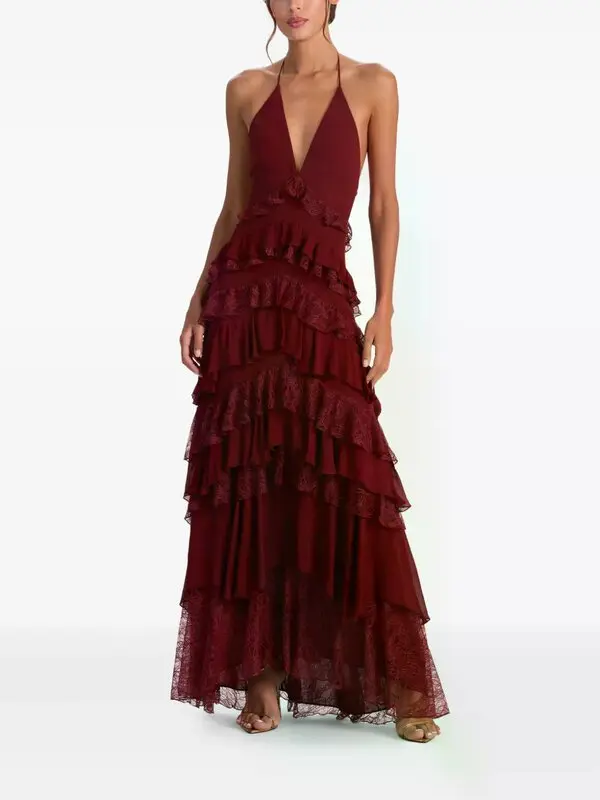 Liana V-neck Maxi Dress - Red
