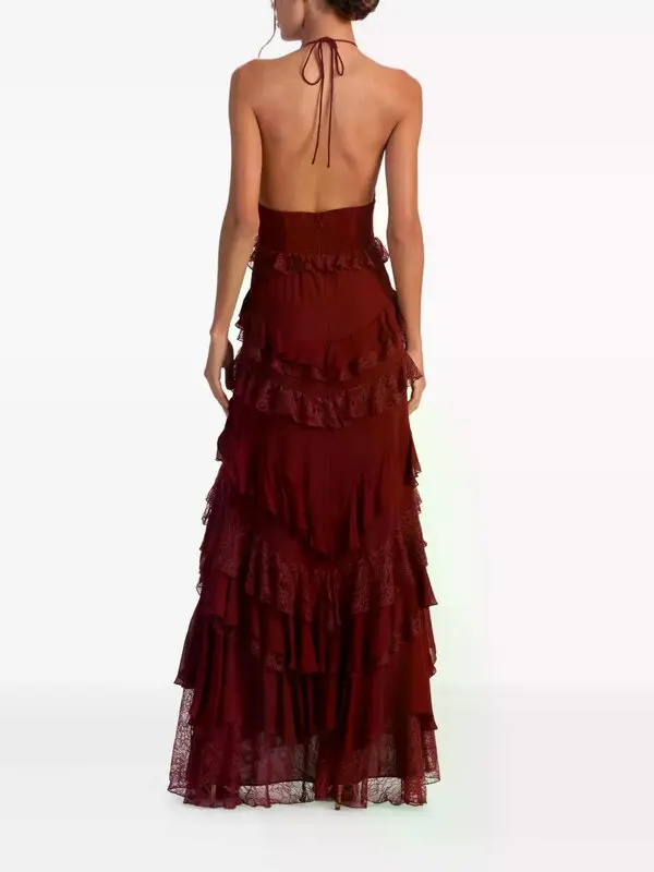 Alice + Olivia Liana V-Neck Maxi Dress - Red | Editorialist
