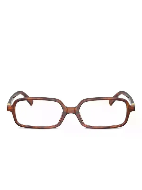 Miu Miu Tortoiseshell-pattern Rectangle-frame Glasses - Brown