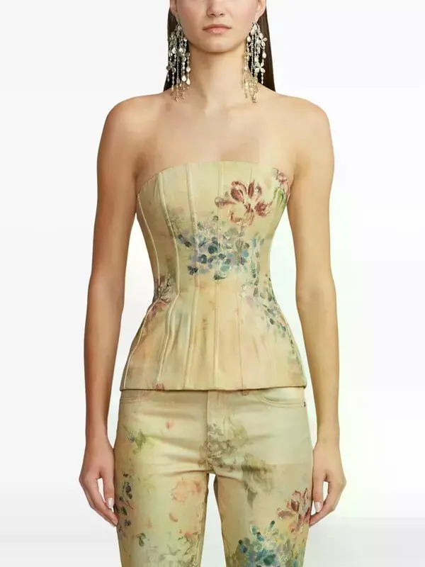 Ralph Lauren Floral-pattern Strapless Top